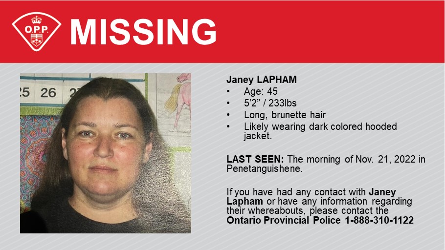 Missing Woman in/from Penetanguishene, Ontario (May be headed to the Barrie area) - Janey Lapham ...