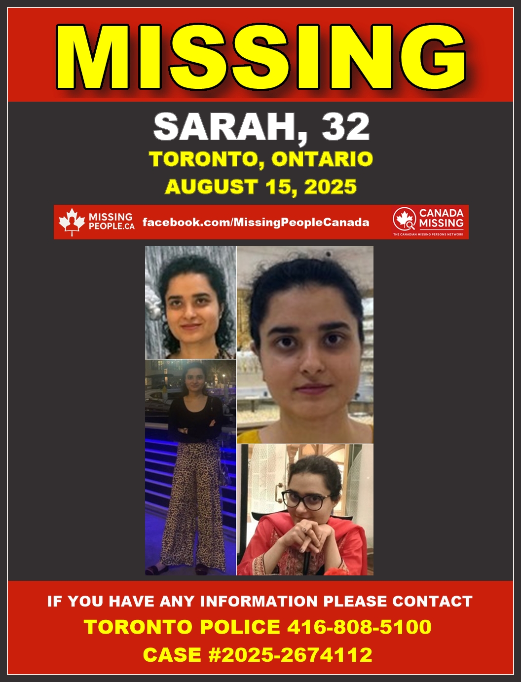 MISSING PERSON IN TORONTO, ONTARIO – SARAH, 32 – LAST SEEN AUGUST 15 ...