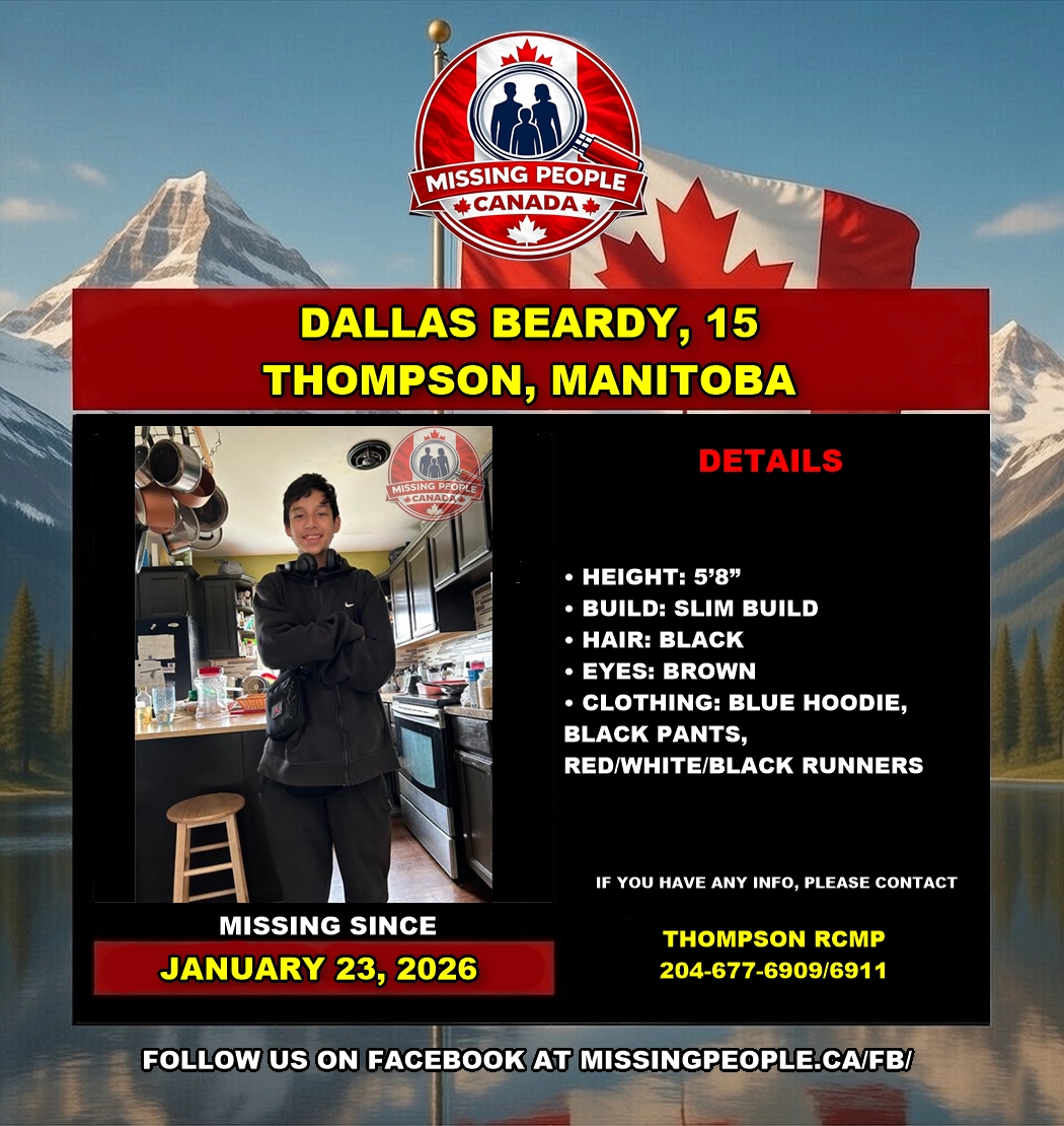 MISSING BOY IN THOMPSON, MANITOBA – DALLAS BEARDY, 15 – LAST SEEN ...