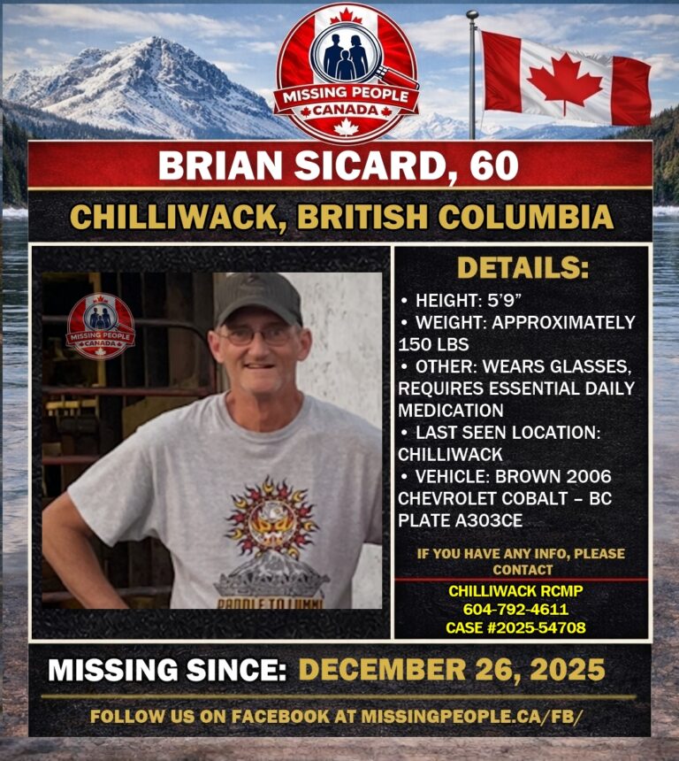 MISSING MAN IN CHILLIWACK, BRITISH COLUMBIA – BRIAN SICARD, 60 – LAST ...