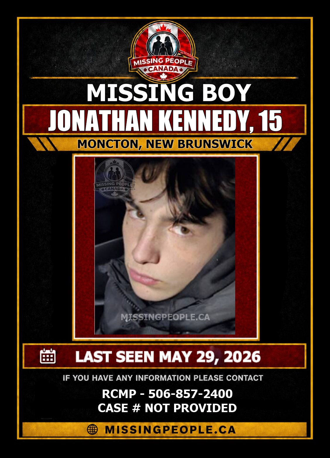 MISSING BOY IN MONCTON, NEW BRUNSWICK - JONATHAN KENNEDY, 15 - LAST ...