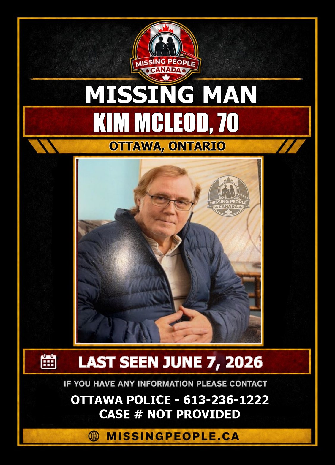 MISSING MAN IN OTTAWA, ONTARIO - KIM MCLEOD, 70 - LAST SEEN JUNE 7 ...