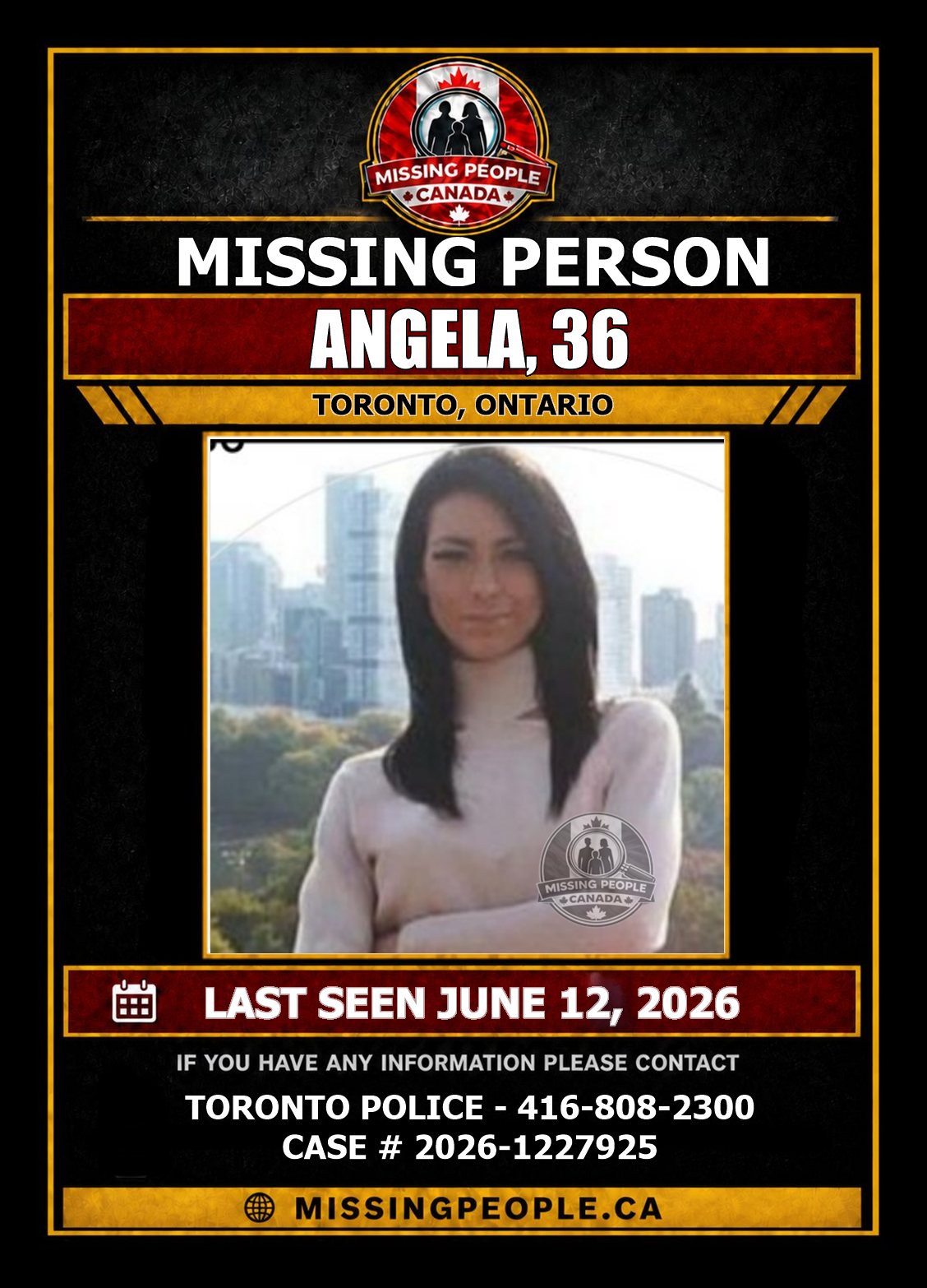 MISSING PERSON IN TORONTO, ONTARIO - ANGELA, 36 - LAST SEEN JUNE 12 ...